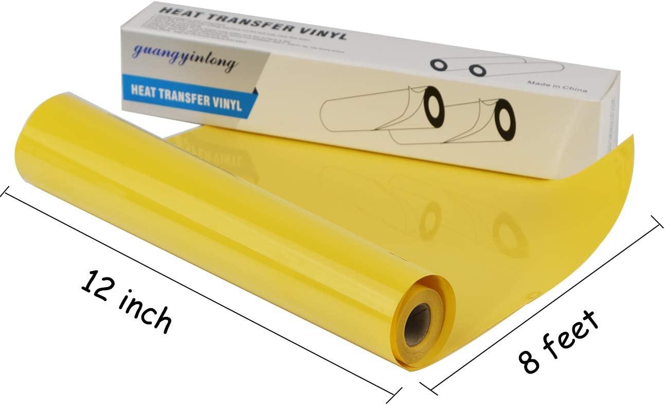 Guangyintong Yellow HTV Vinyl Roll for T-Shirts 12x8ft - Easy to Cut ...