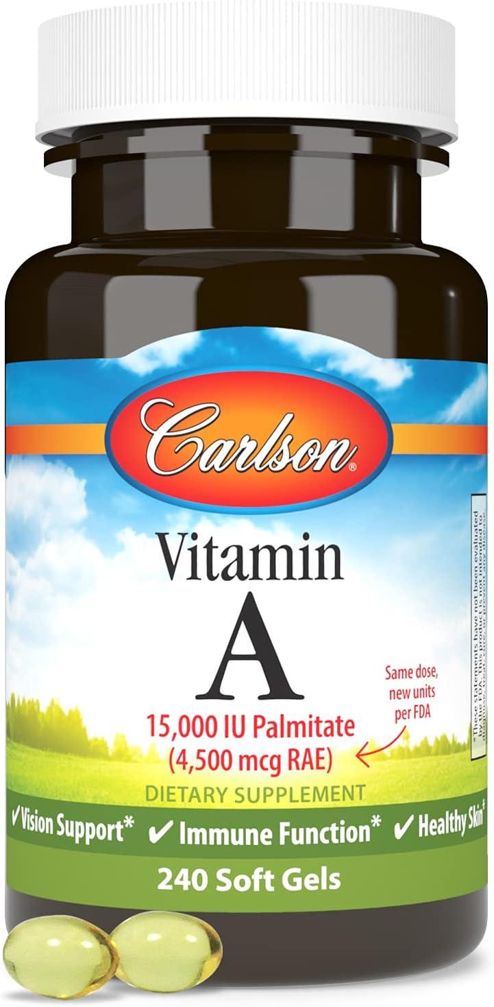 Carlson - Vitamin A, 15000 IU Palmitate (4500 mcg RAE), Vision Health ...