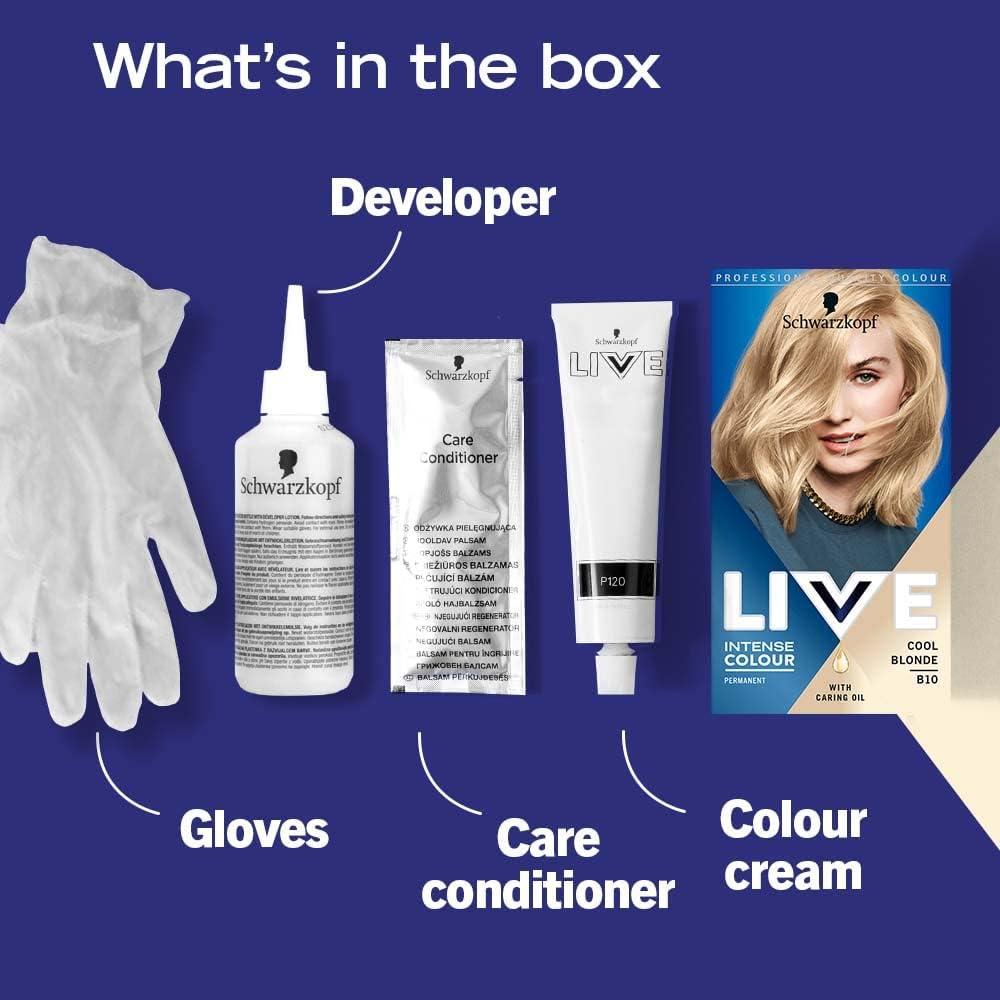 Schwarzkopf LIVE Cool Blonde B10 Hair Dye - Permanent with Oils and ...
