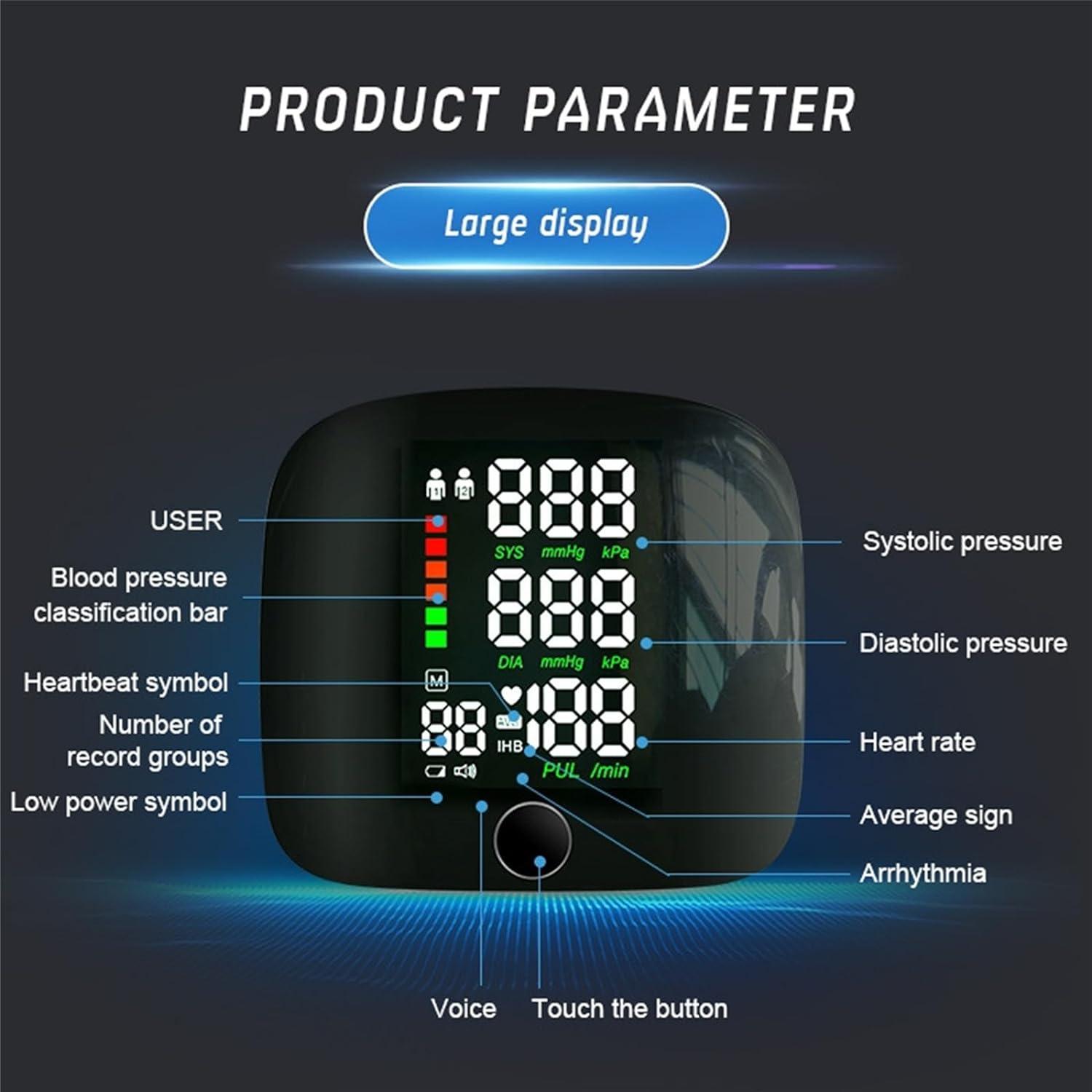 Automatic Wrist Blood Pressure Monitor with Large Touch Screen and ...