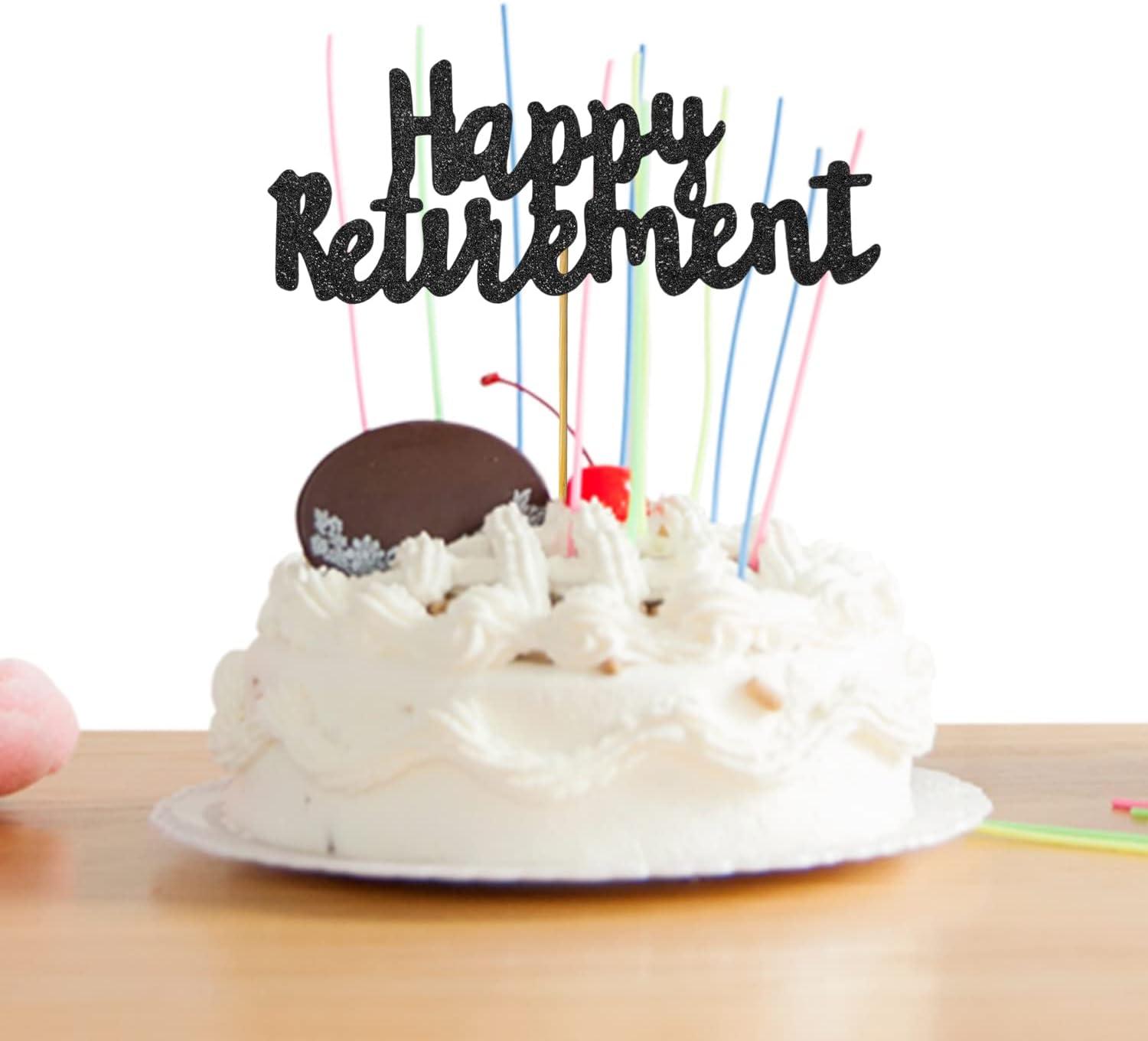 Glitter Happy Retirement Cake Topper Retirement Cake Decoration Retired ...