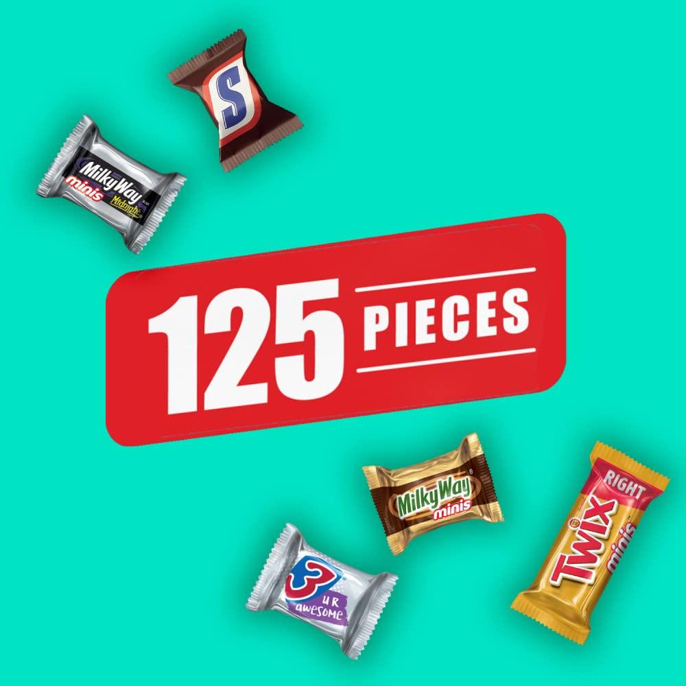 Snickers, Twix, Milky Way & 3 Musketeers Minis Variety Pack - 125 Piece ...