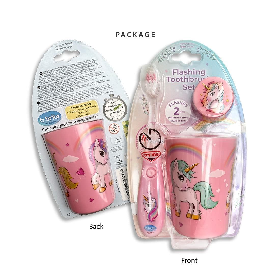 Lily's Home Kids Unicorn Toothbrush Set with Flashing Timer, Cup, and ...