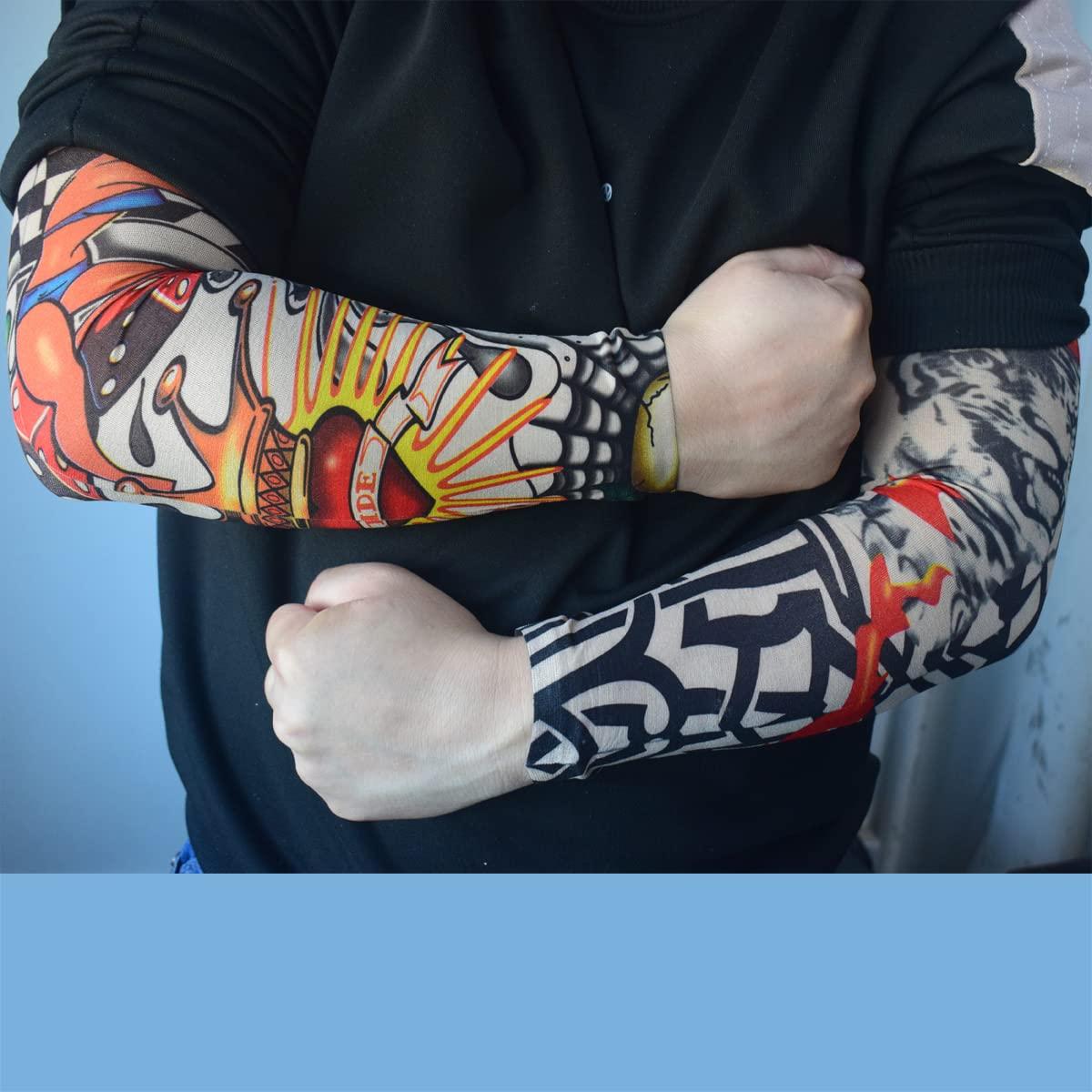 Men's 8pcs Temporary Tattoo Sleeves - Fake Slip On Sunscreen Arm ...