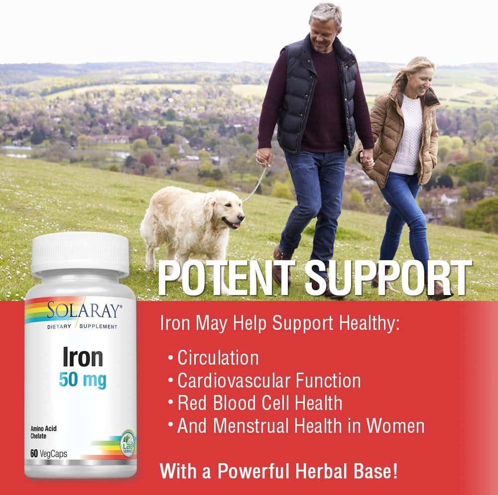Solaray Iron Capsules 50mg - 60 Count | High-Quality Iron Supplement ...