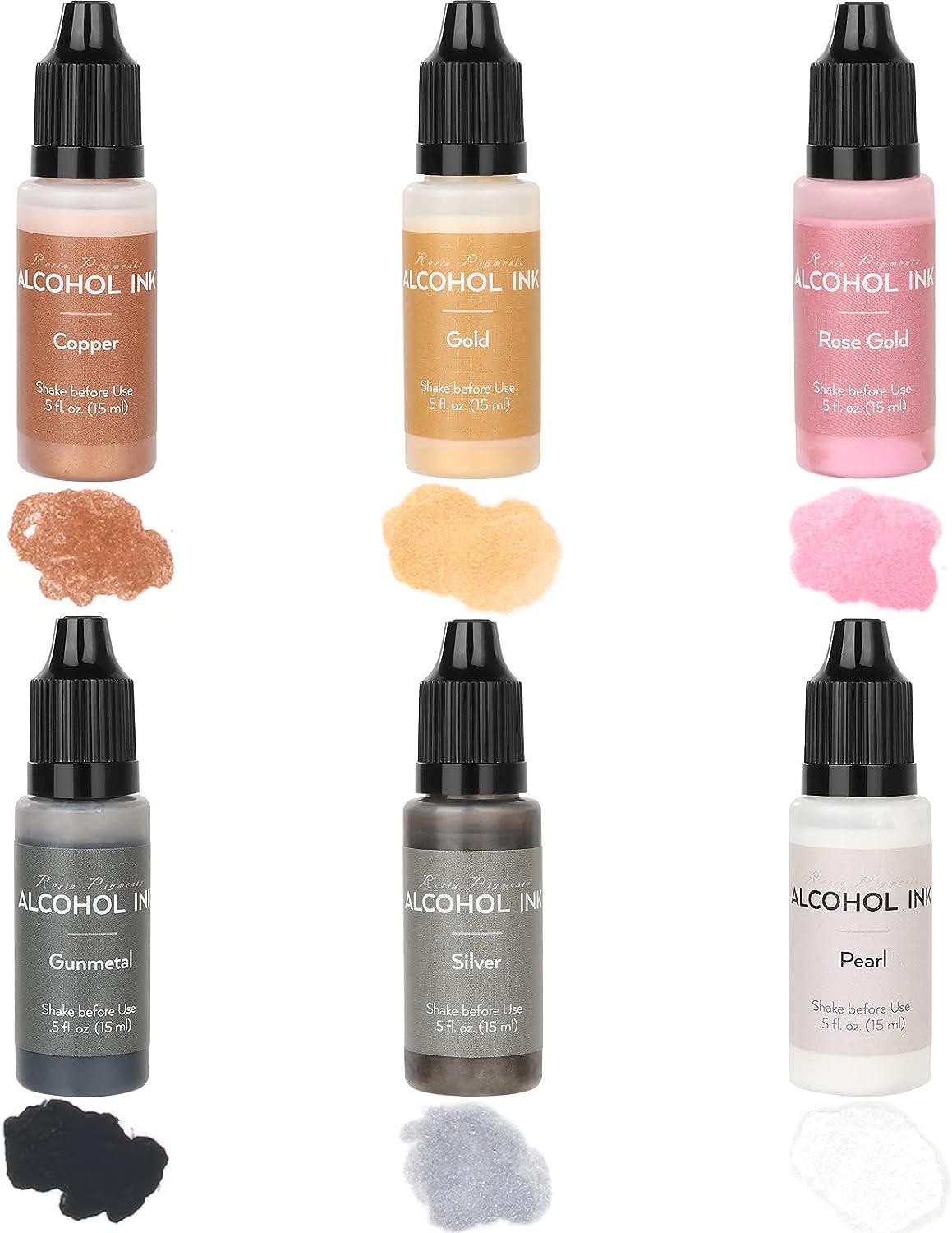 Metallic Alcohol Ink Set - 6 Concentrated Shimmer Colors for Resin Art ...