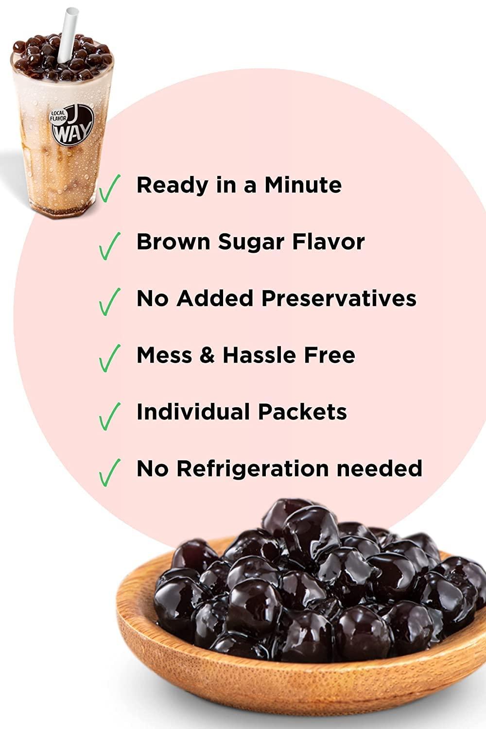 J WAY Instant Boba Bubble Pearl Milk Tea Kit - Brown Sugar Tapioca Boba - Ready in One Minute ...