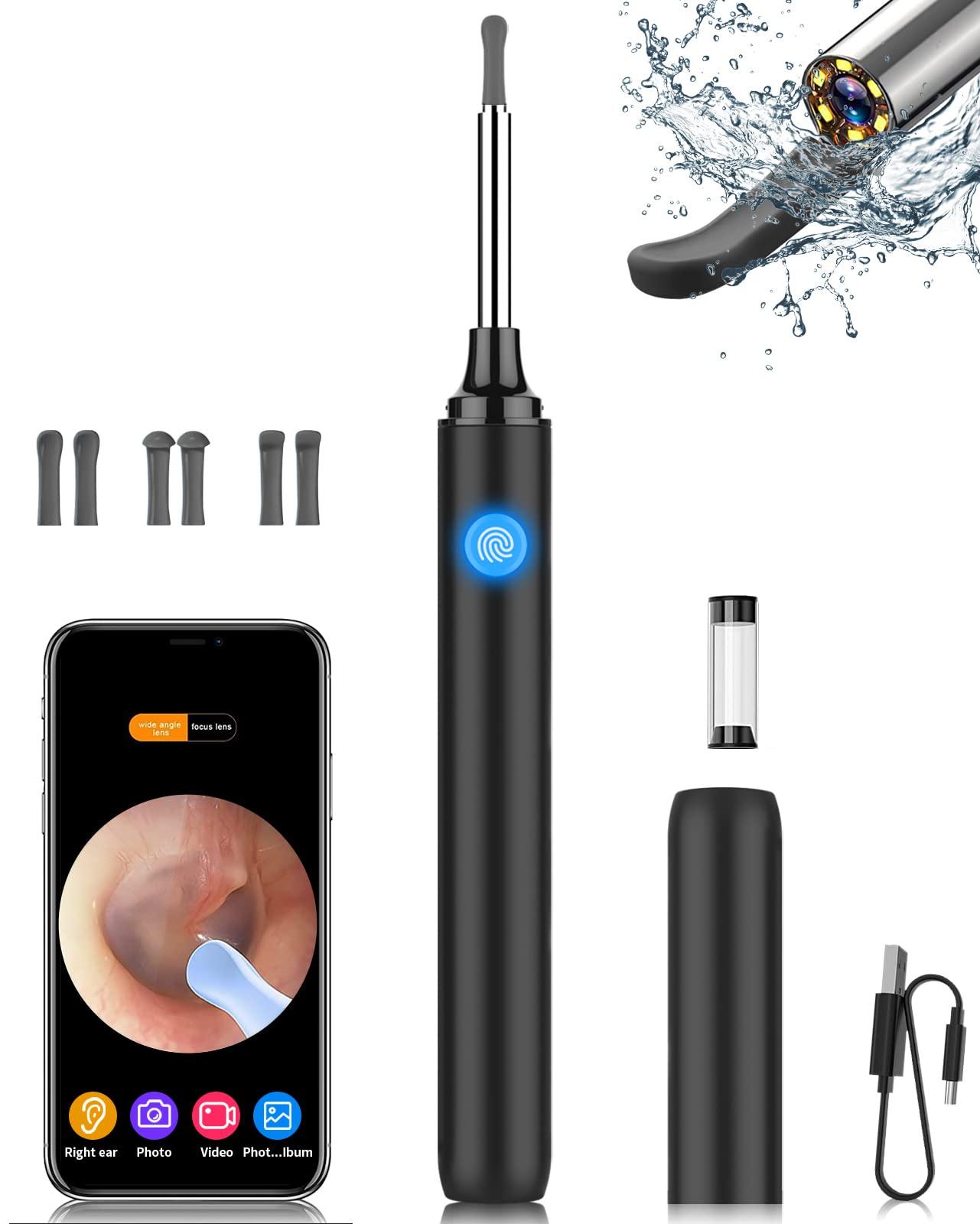 Ear Wax Removal Tool Kit with 1080P Camera and 6 Replaceable Ear Scoops ...