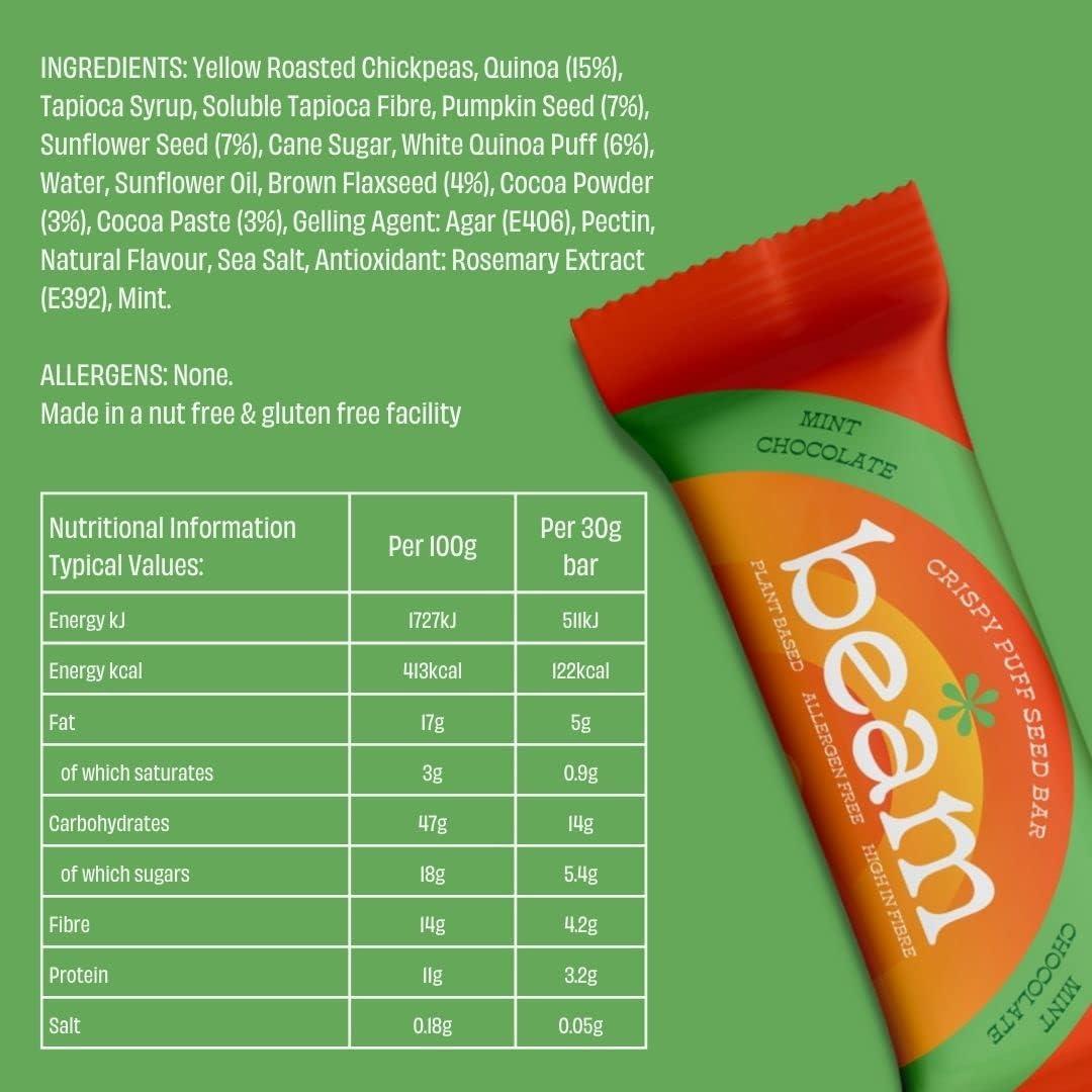 BEAM Mint Chocolate Seed Bar | Nut Free, Gluten Free, Dairy Free | High ...