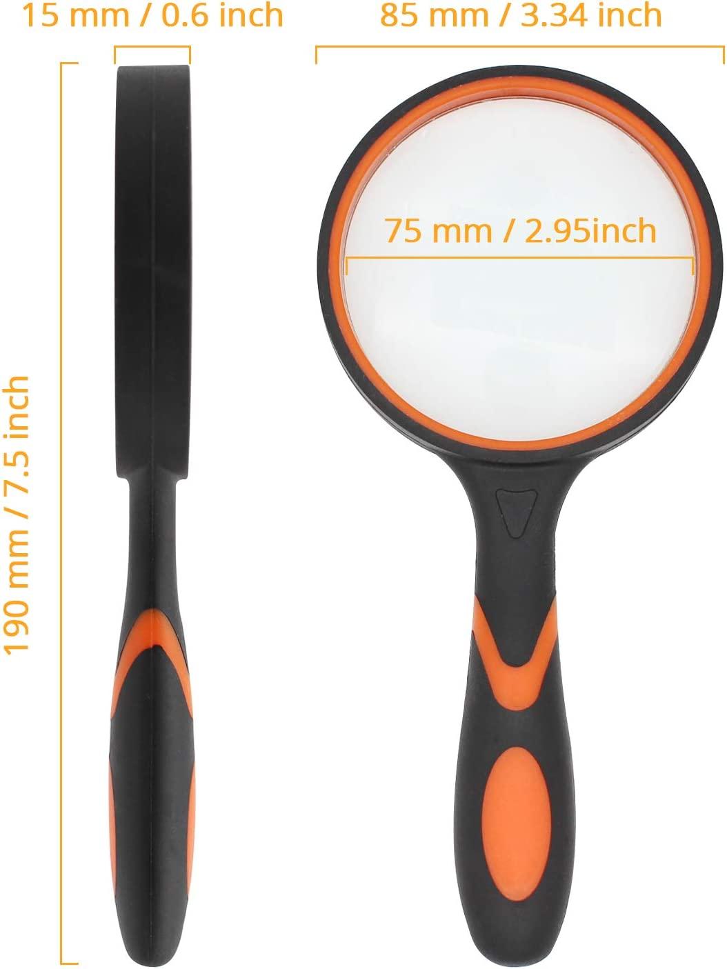 MJIYA 8X Handheld Magnifying Glass for Kids and Seniors - Non-Scratch ...