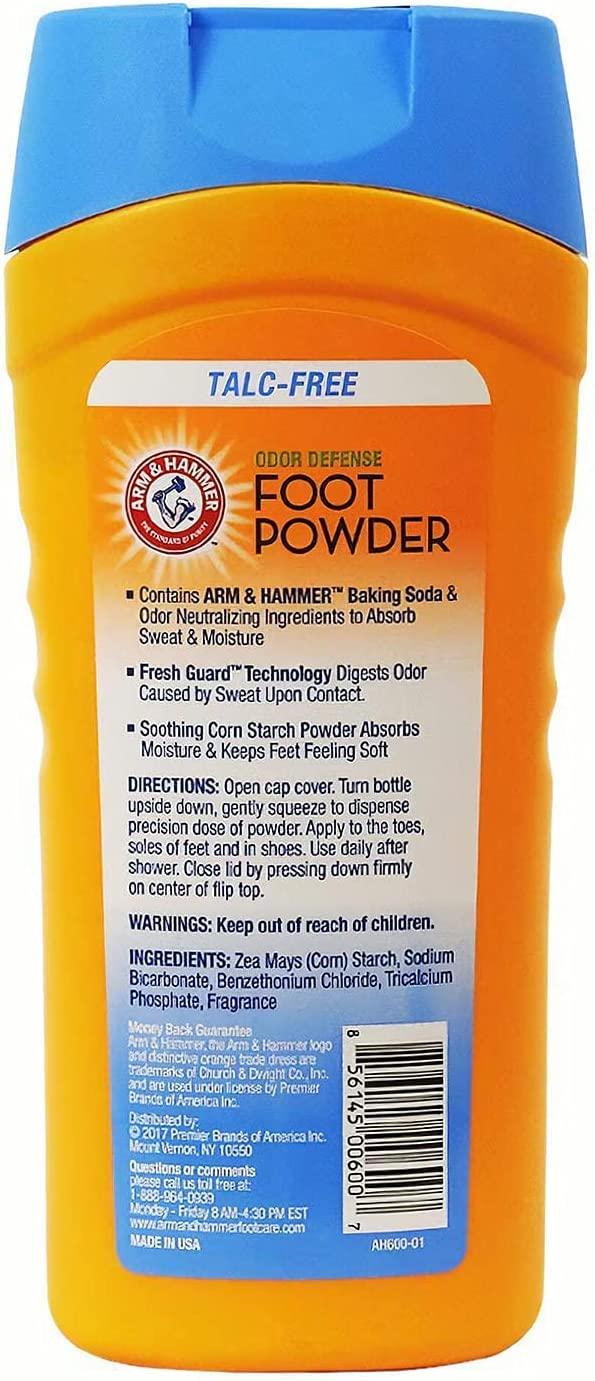 Arm & Hammer Foot Powder - Odor Defense & Moisture Absorber for Shoes ...