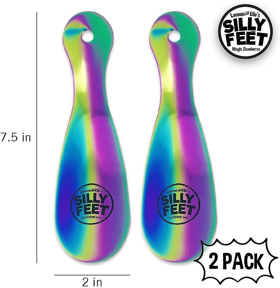 Rainbow Stainless Steel Shoe Horn Set - Two 7.5 Short Shoehorns for ...