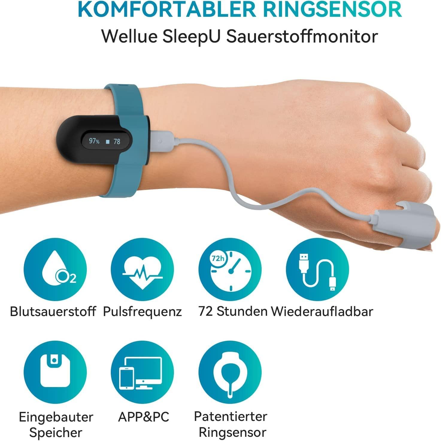 Viatom Pulse Oximeter Wrist - Bluetooth Finger Oxygen Saturation ...