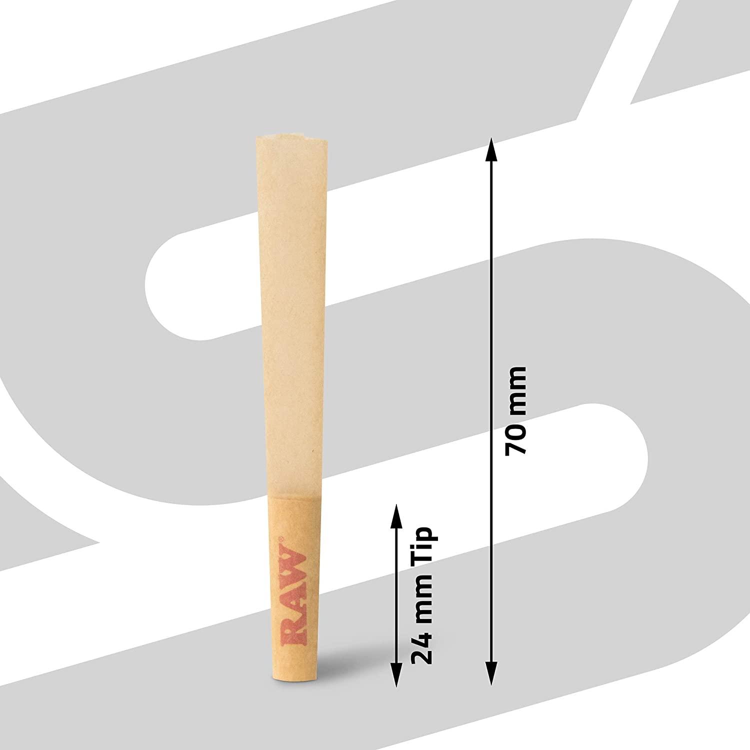 RAW Cones Classic Single Size 70/24 - Mini Preroll for Quick Sesh - 100 ...