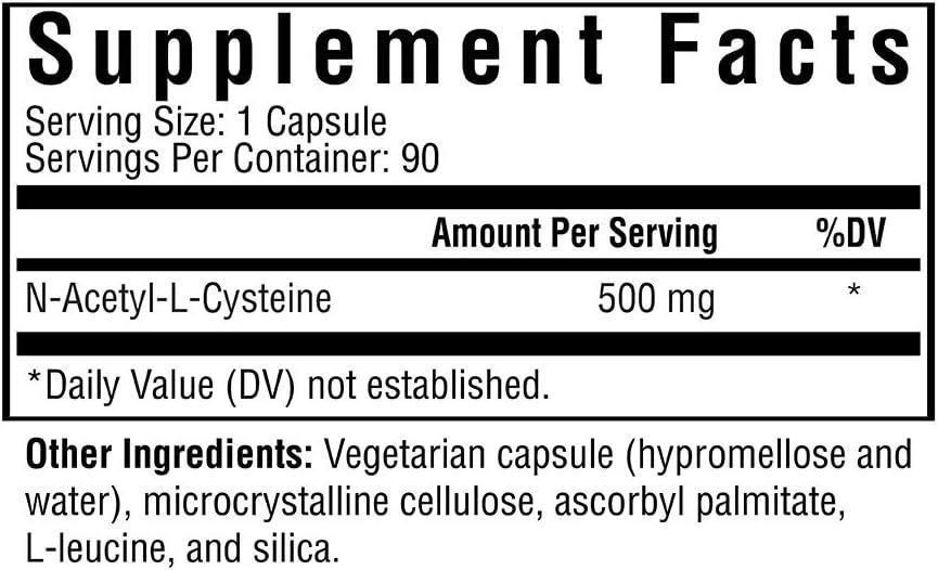 NAC 500mg N-Acetyl-L-Cysteine Capsules for Powerful Detox | 90 Easy-to ...