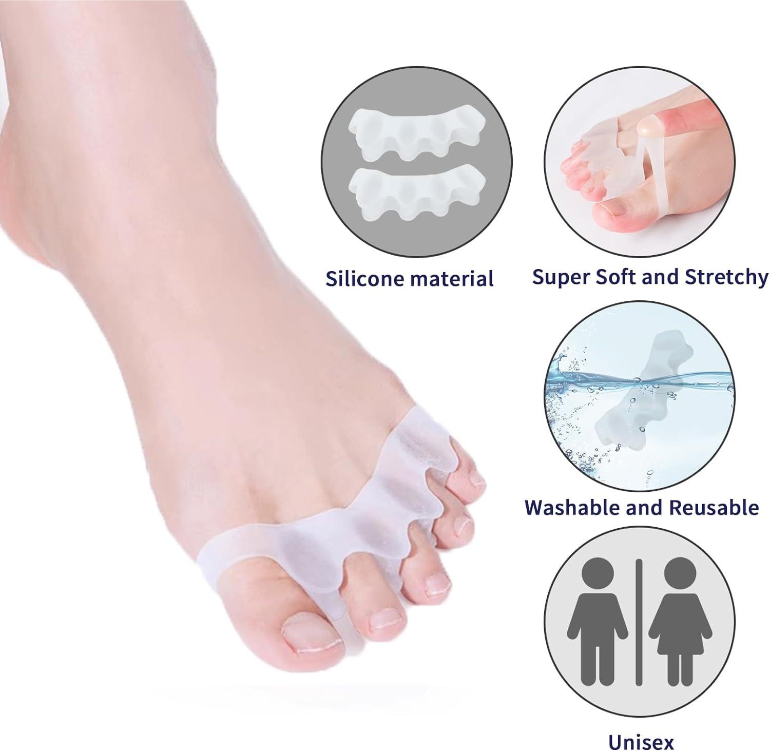 Silicone Toe Separators (2 Pair) - Toe Straighteners and Spacers for ...