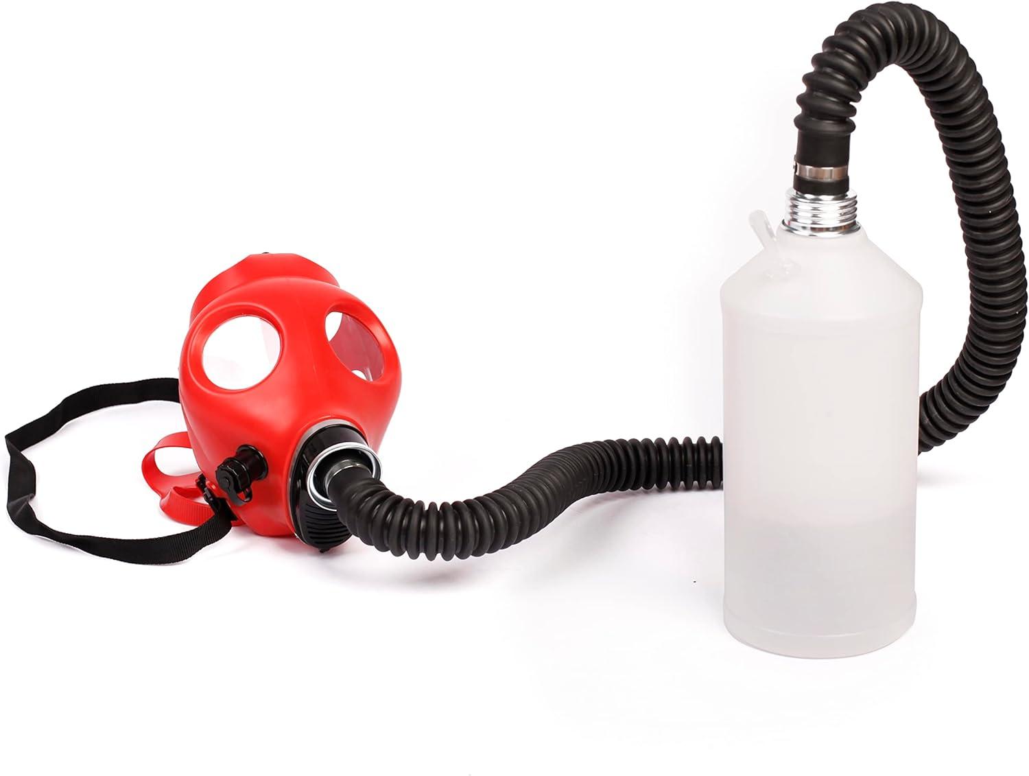 Latex Cosplay Gas Mask - White Full Half Face Fetish Mask with 2L ...