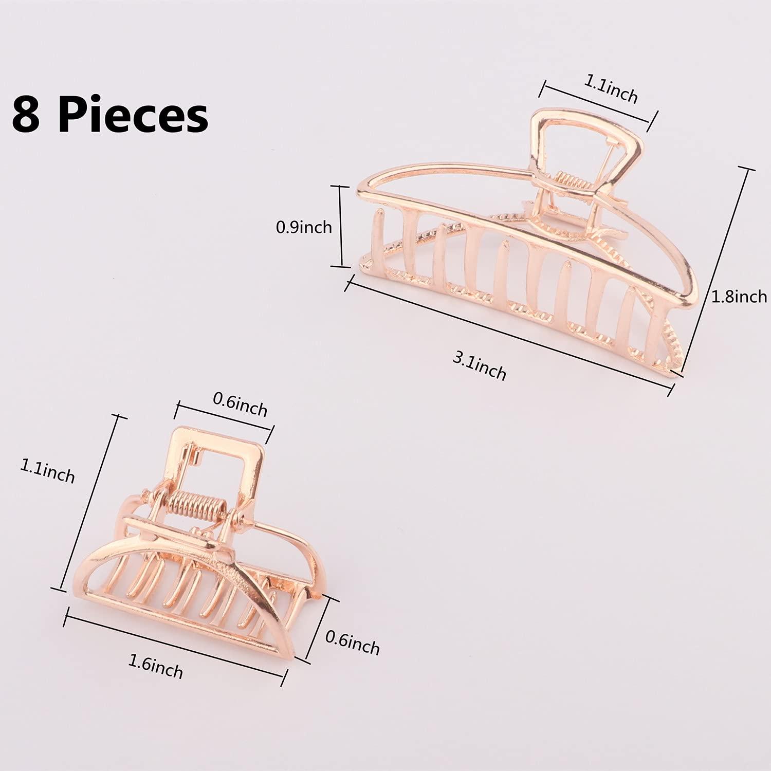 8-Piece Metal Hair Claw Clips Set for Women - Large and Small Hair ...