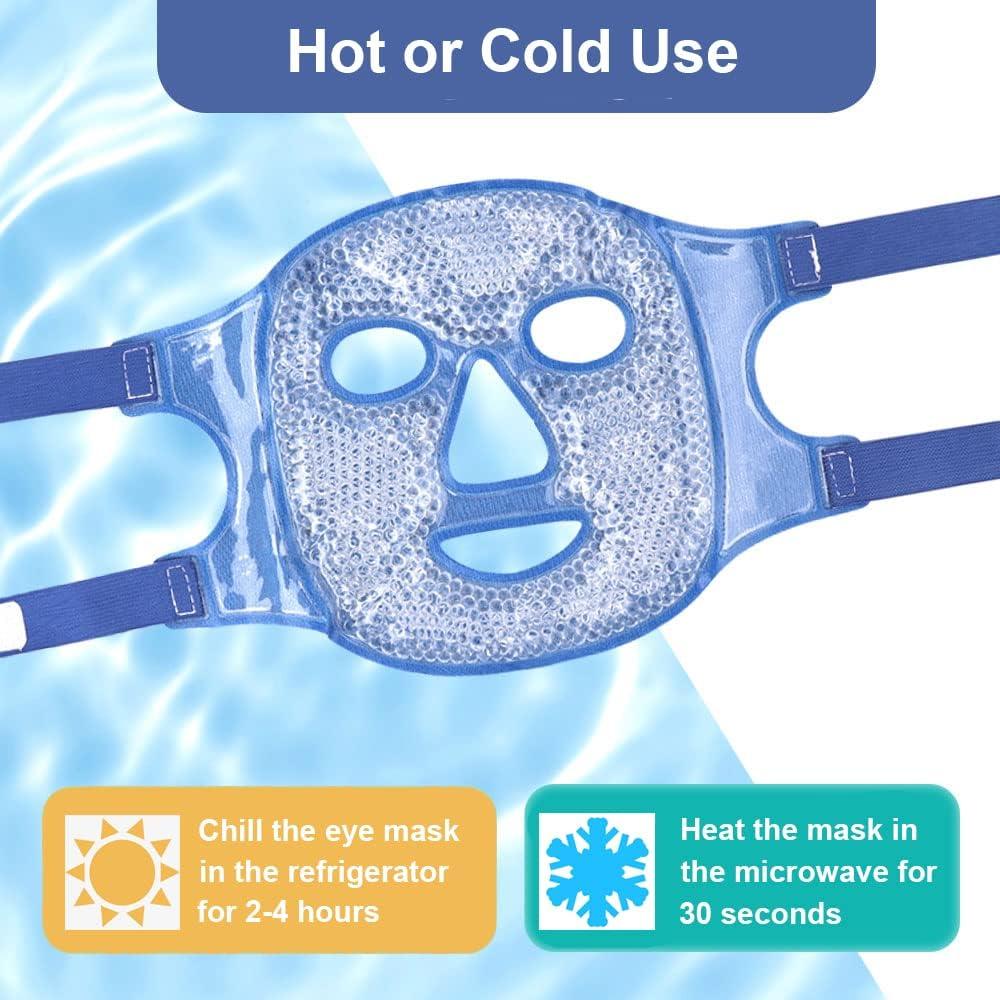 NEWGO Cooling Eye Mask Hot & Cold Therapy Gel Beads Face Cold Mask for ...
