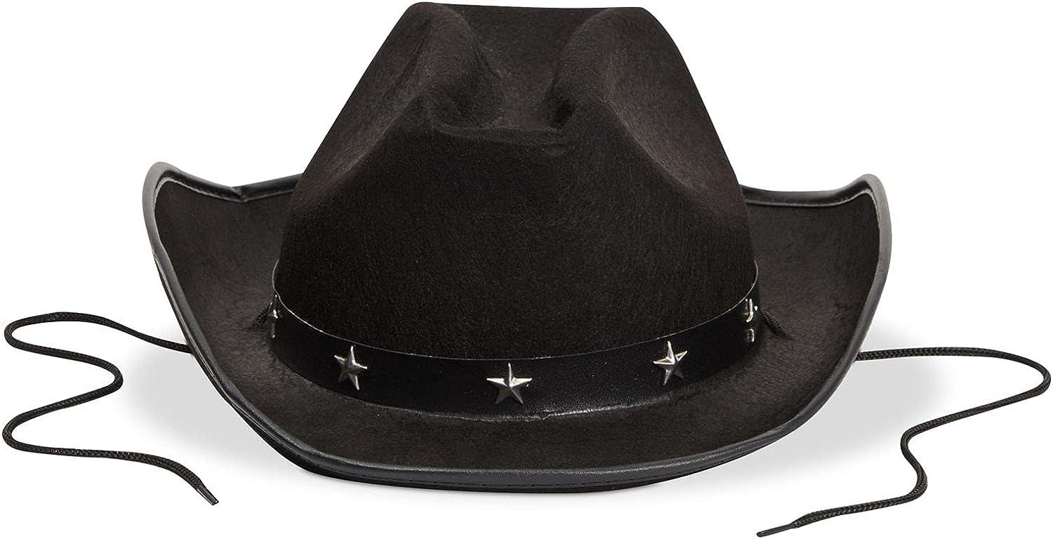 Men's Black Cowboy Hat with Silver Star Studs - One Size | Buy Now with ...