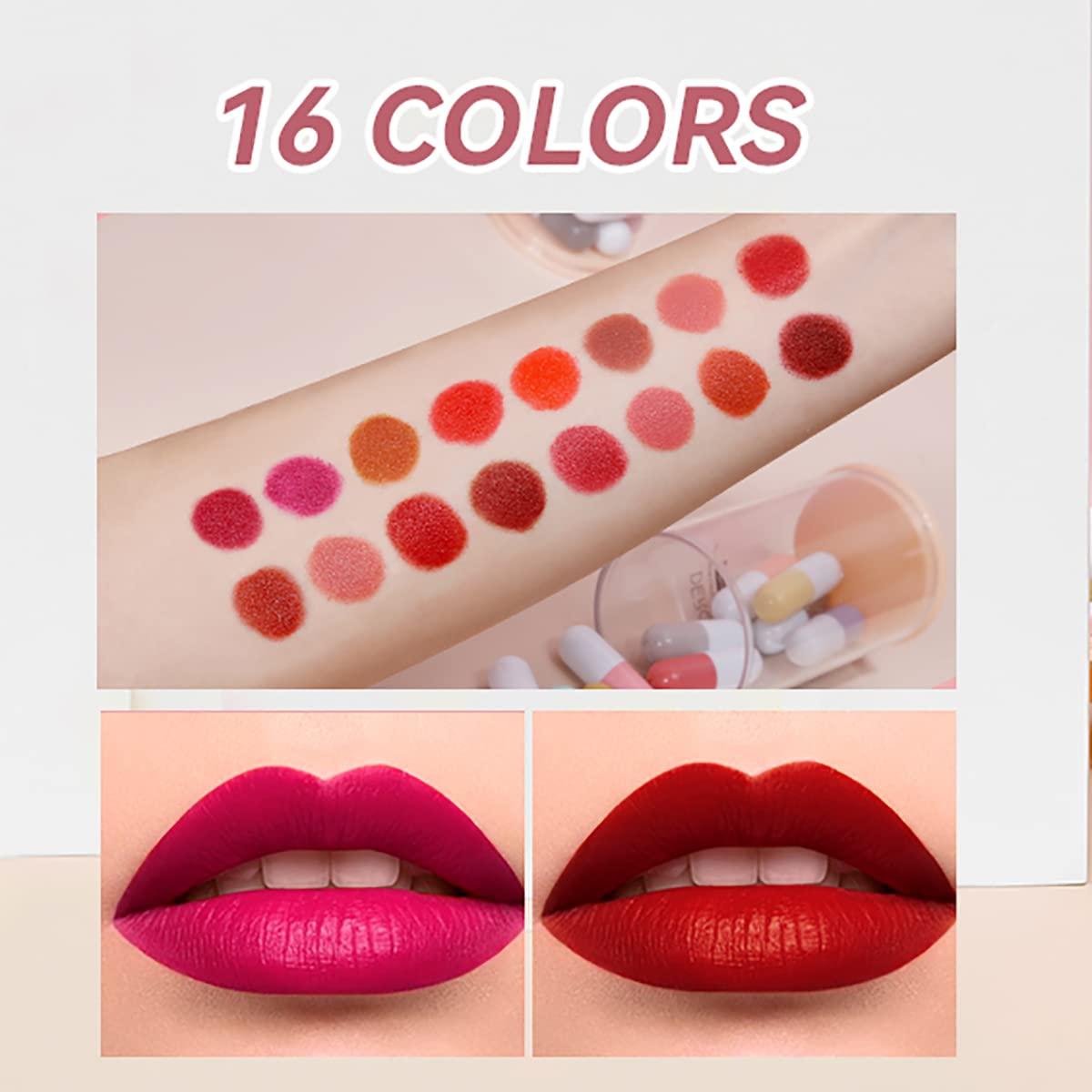16 Pcs Mini Capsule Lipstick Set | Matte & Glossy Waterproof Formula ...