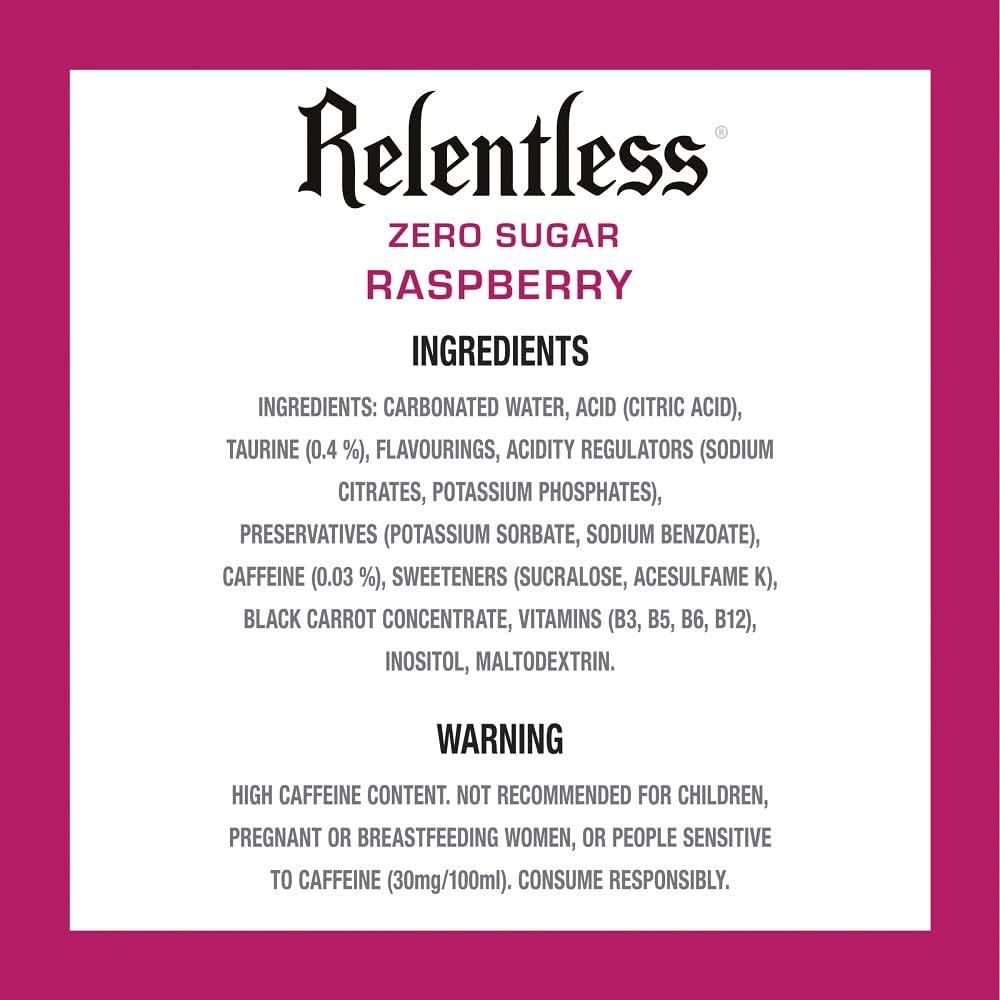 Relentless Raspberry Zero Energy Drink 4 x 500 ml | Buy Now with ...