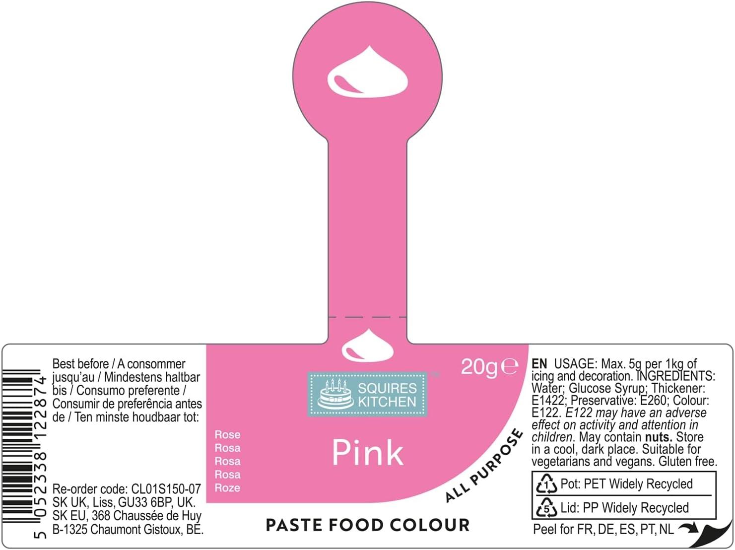Squires Kitchen Pink Food Colouring Paste - 20g | Concentrated for ...