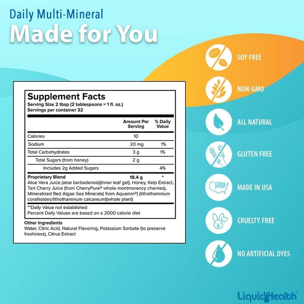 LiquidHealth 32 oz Daily Multi Mineral Supplement with Absorbable Trace Minerals & Fulvic Acid ...