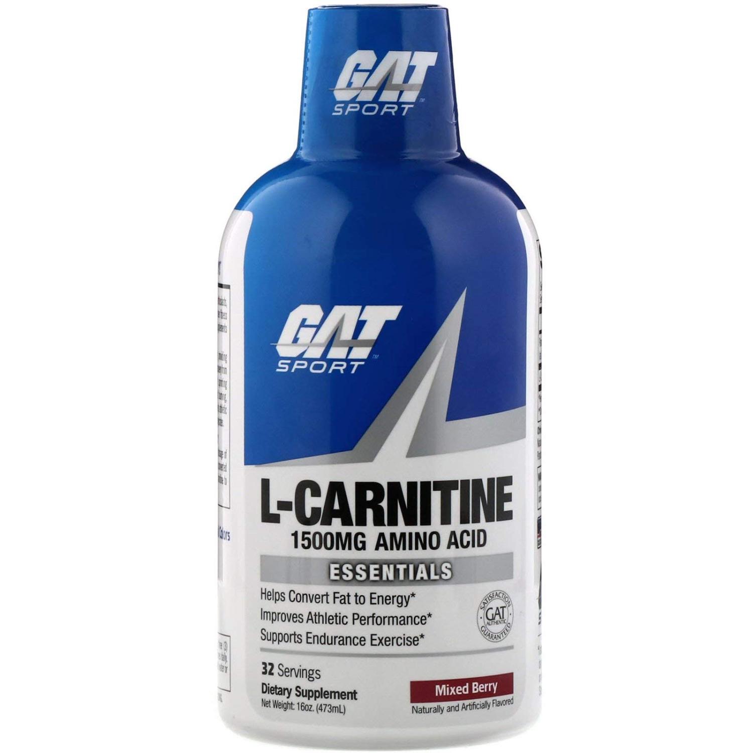GAT Sport L-Carnitine Liquid 1500mg - Mixed Berry Flavor - 32 Servings