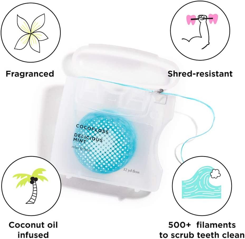 COCOFLOSS Mint Dental Floss - Coconut-Oil Infused, Vegan & Cruelty-Free ...