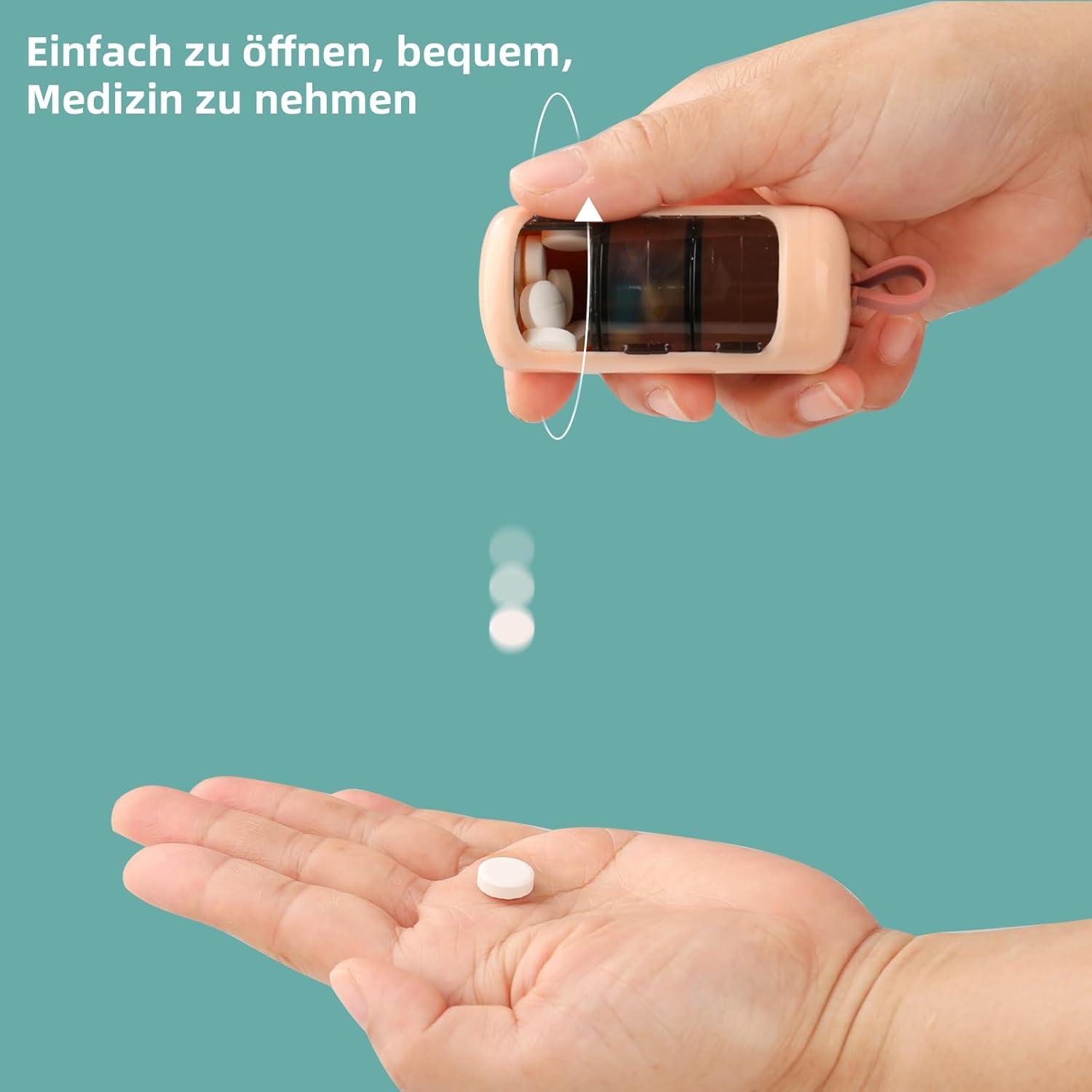 Jingyi Blue Cherry Blossom Pill Box - Compact Travel Vitamin Organizer ...