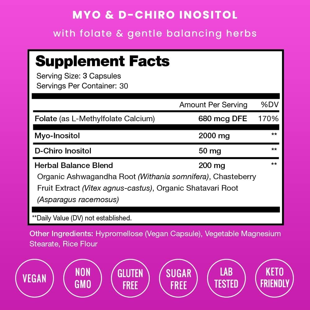 Inositol & Chiro Inositol Supplement 40:1 Ratio B8 Powder with Vitex ...