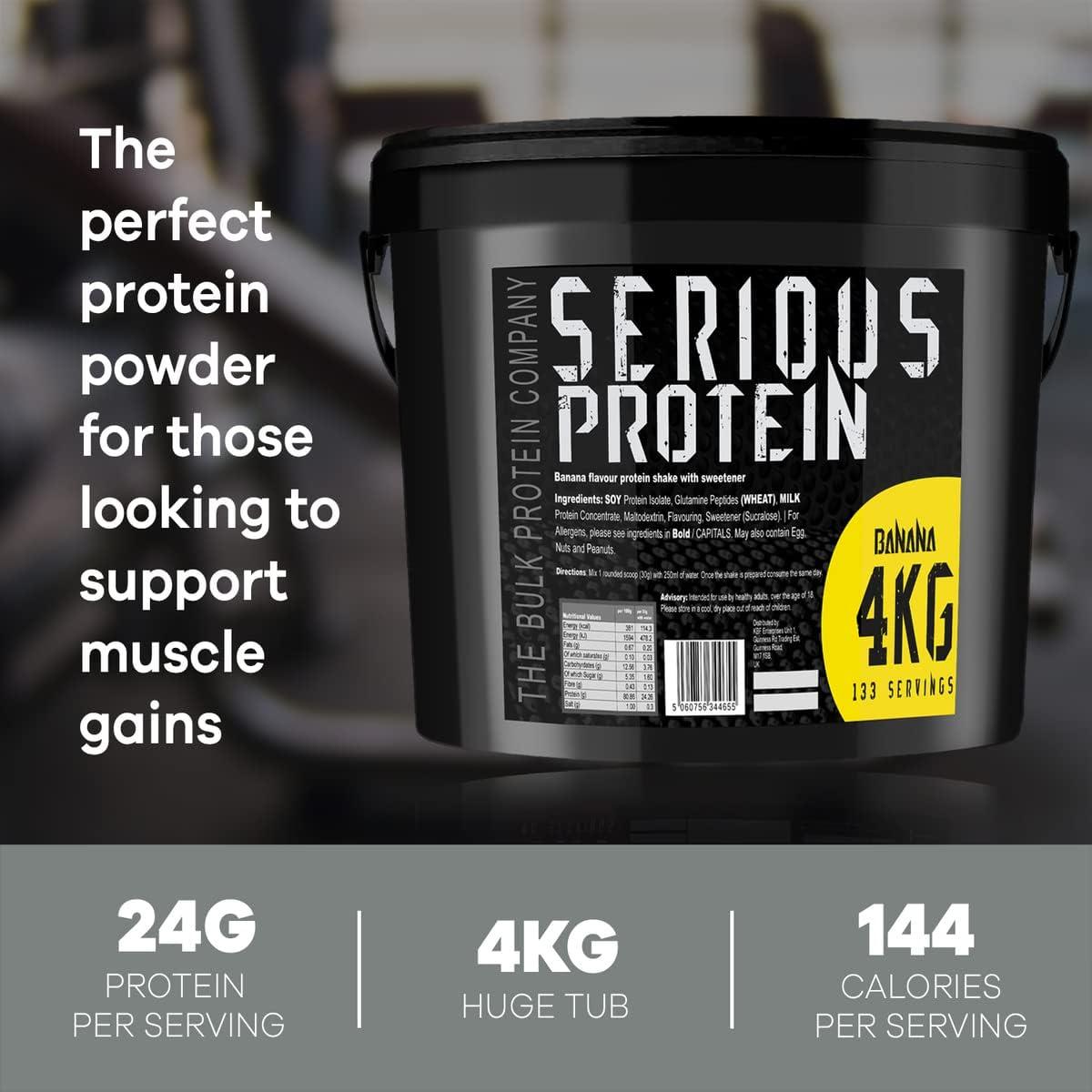 The Bulk Protein Company SERIOUS Protein Powder 4kg - Banana Flavor ...