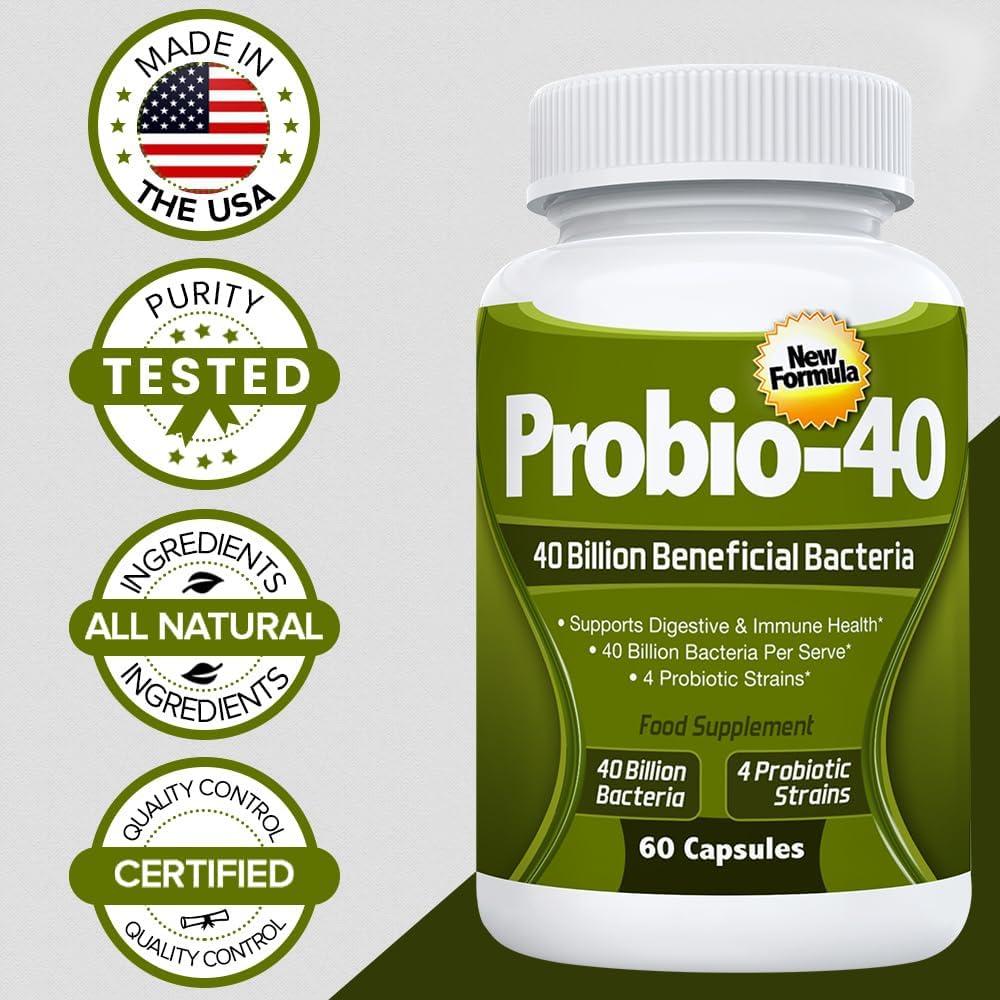 Probio-40: 40 Billion Probiotic & Prebiotic for Colon & Immune Health ...