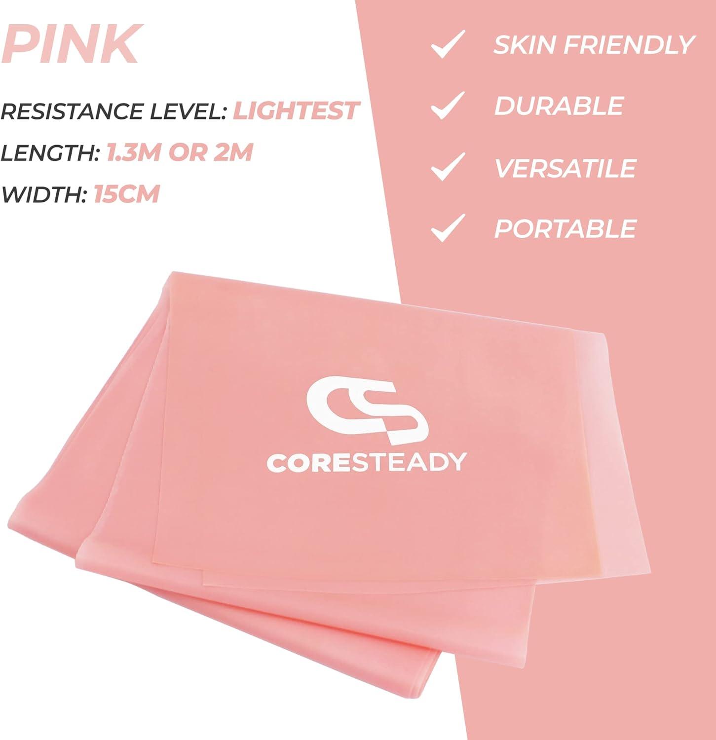 Coresteady Pink Resistance Band 1.3m - Build Strength & Flexibility for ...