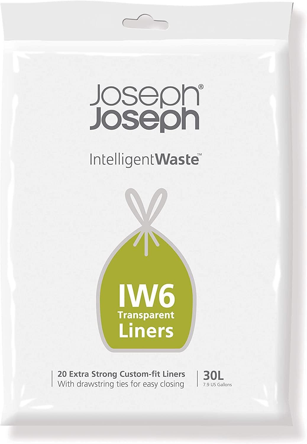 Joseph Joseph 30118 IW6 30-Litre Bin Liners - Pack of 20 | Clear ...