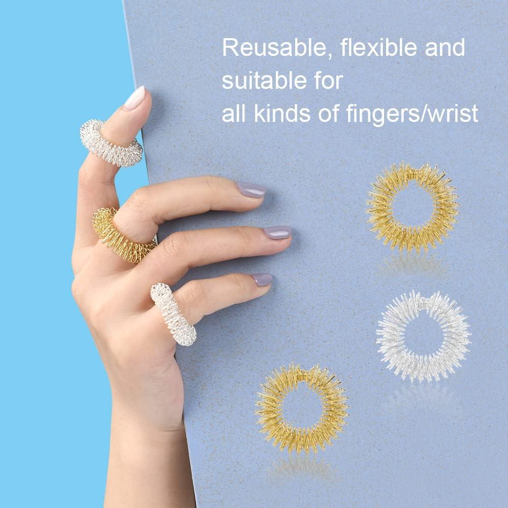 ACWOO 6-Piece Acupressure Ring Set - Finger & Wrist Massage Rings for ...