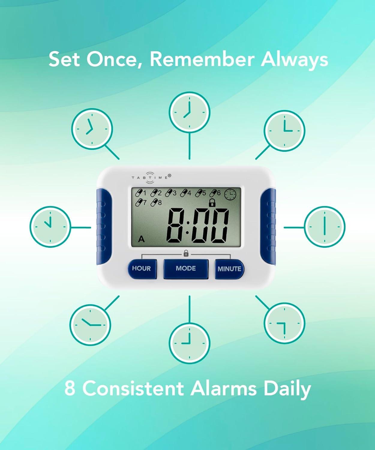 TabTime Timer Electronic Pill Reminder with 8 Alarms per Day Essential ...