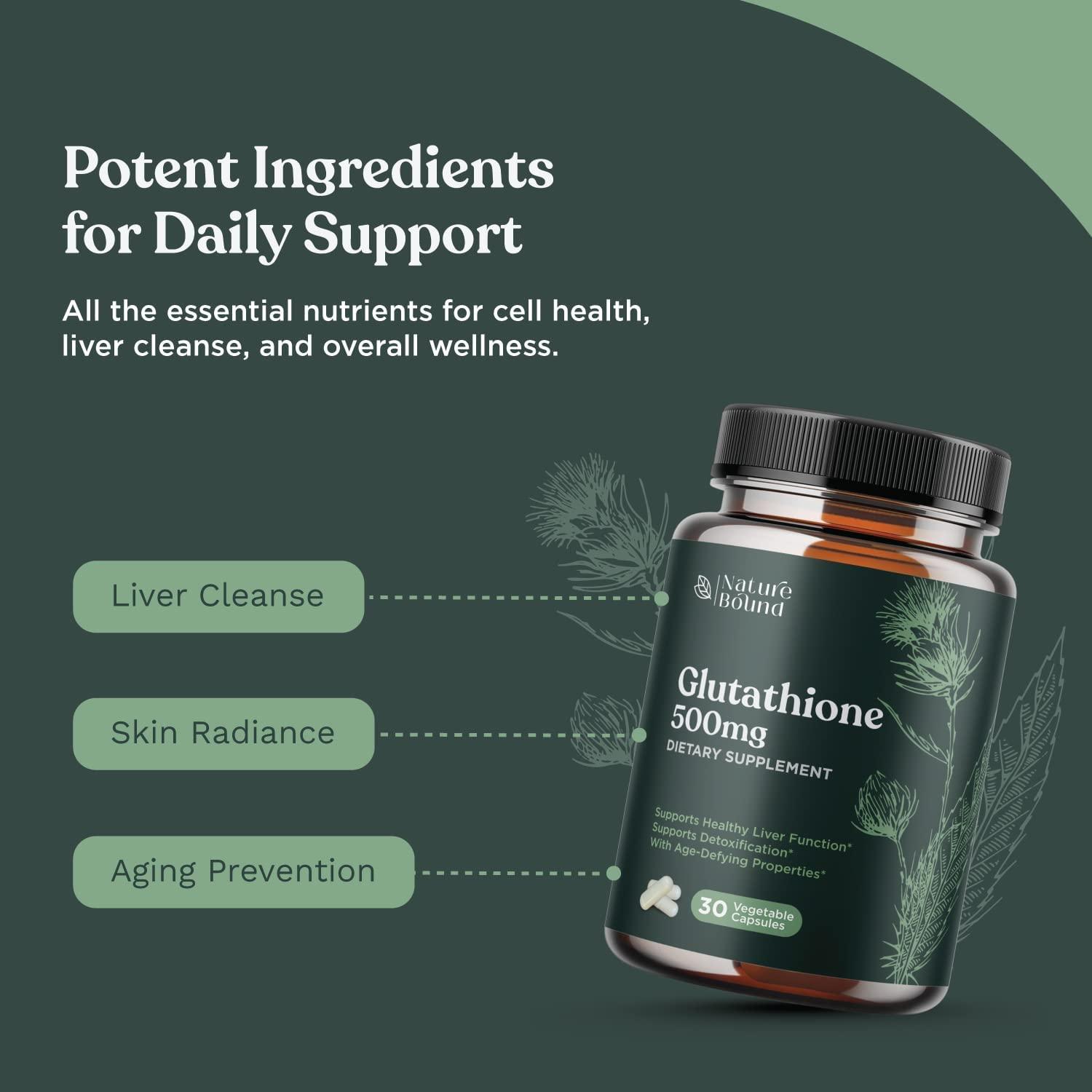 Nature Bound 500mg Glutathione Supplement - Skin Whitening Pills with ...