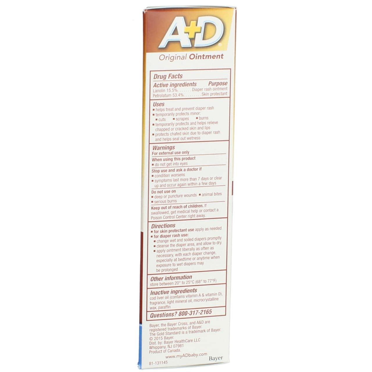 A+D Original Diaper Rash Ointment & Skin Protectant 4 oz - Soothes ...