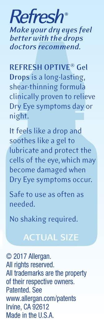 Refresh Optive Gel Drops Lubricant Eye Gel 0.33 Fl Oz - Pack of 1 ...