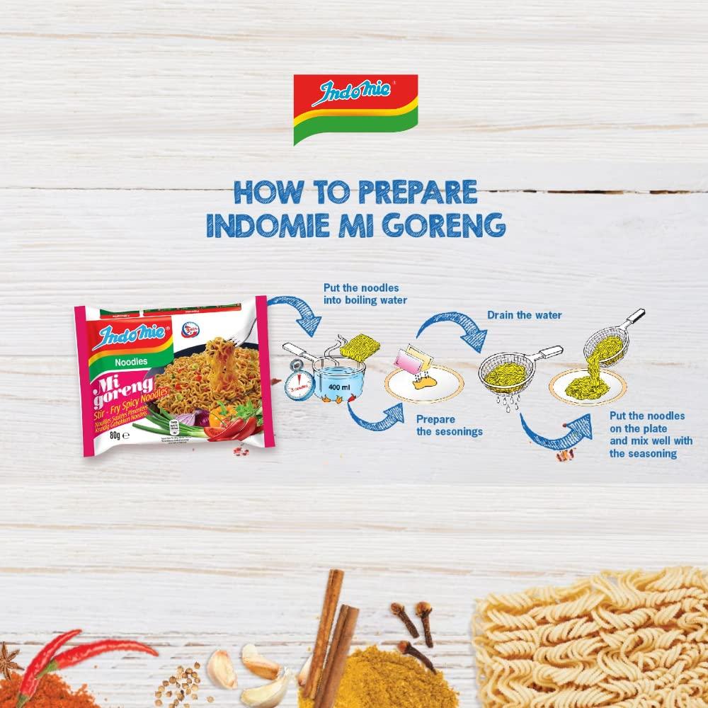 Indomie Mi Goreng Pedas Instant Noodles - Spicy Flavor (80g Pack) - Buy ...