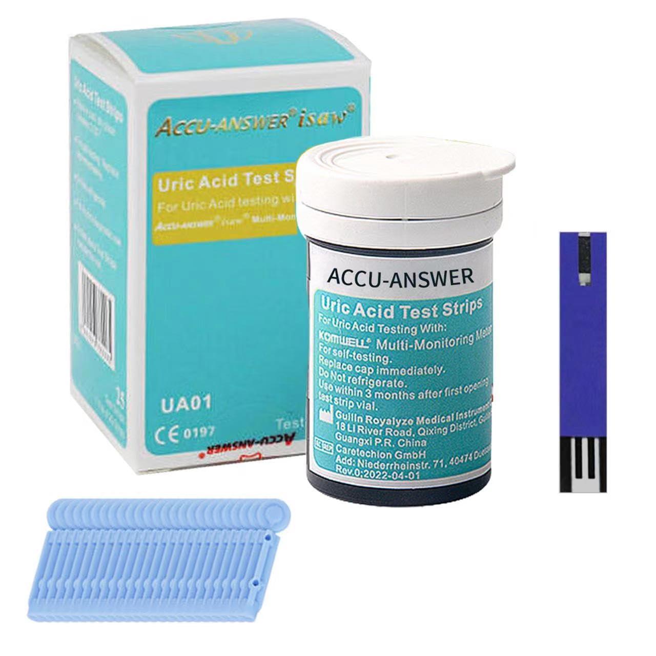 Accu-Answer Uric Acid Test Strips - 25 Count, Easy to Use at Home ...