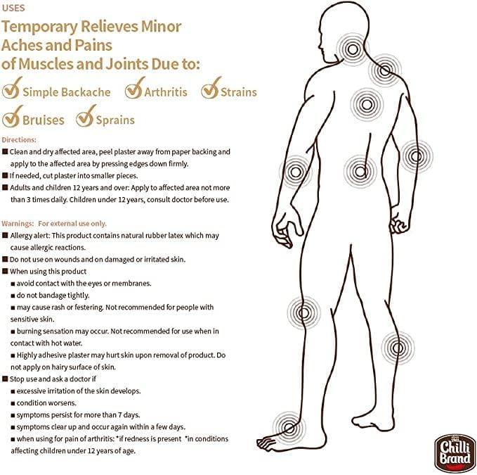 Astrapharm Chilli Brand Porous Capsicum Plaster 24 patches.