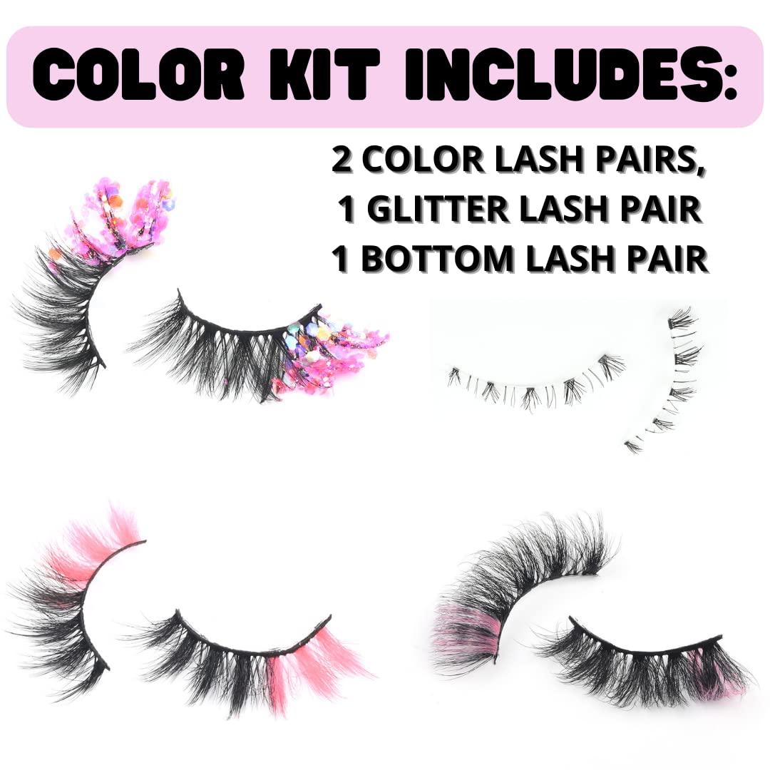 PINK LASHES - Colored Faux Mink Bottom Lash Set for Cosplay & Drag ...