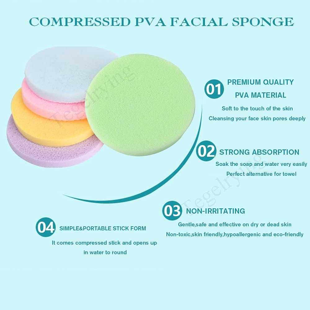 120 Count PVA Facial Sponges for Makeup Removal and Exfoliation ...