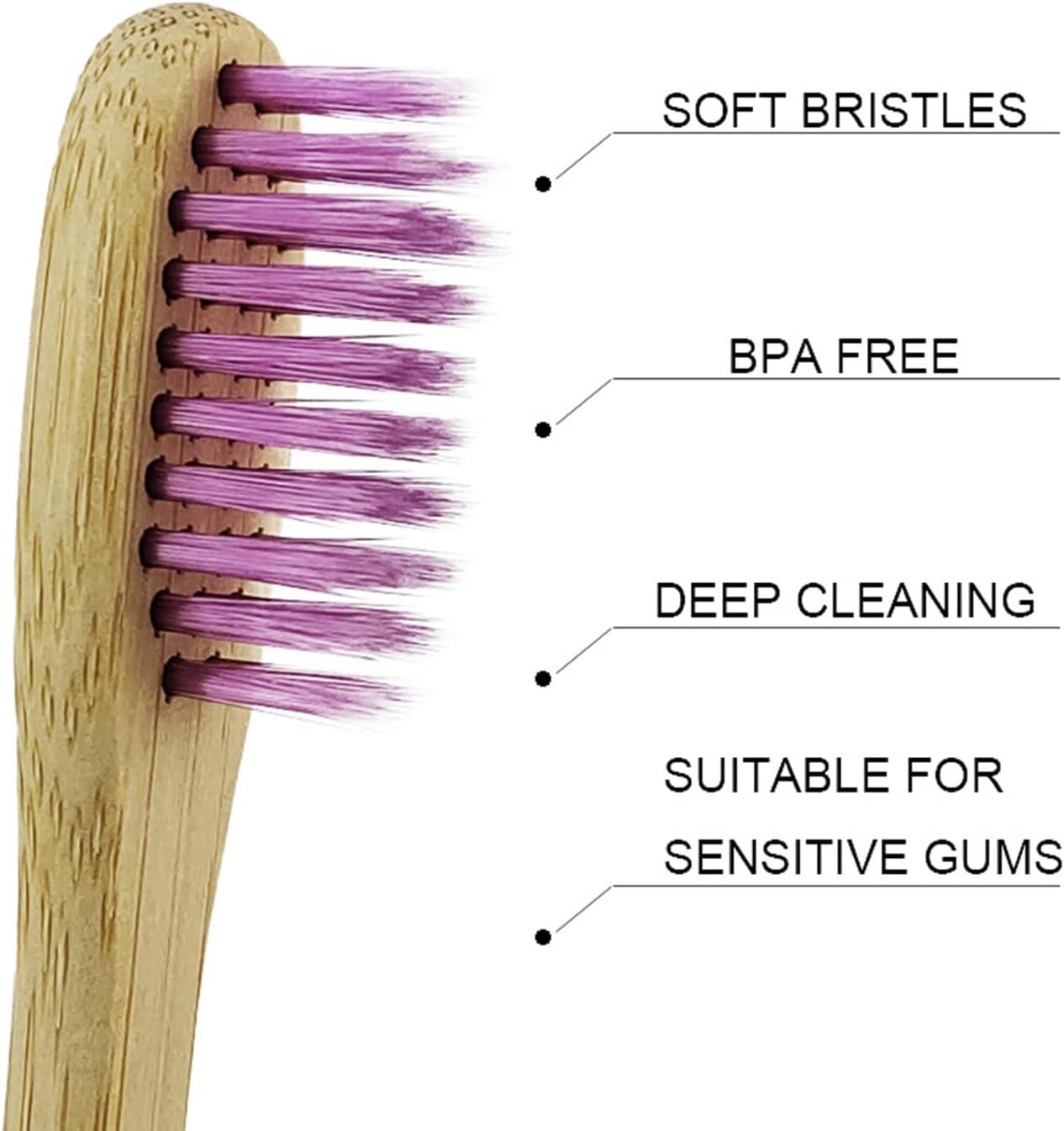 Geekerchip Bamboo Toothbrushes - Eco-Friendly 5-Pack Biodegradable BPA ...