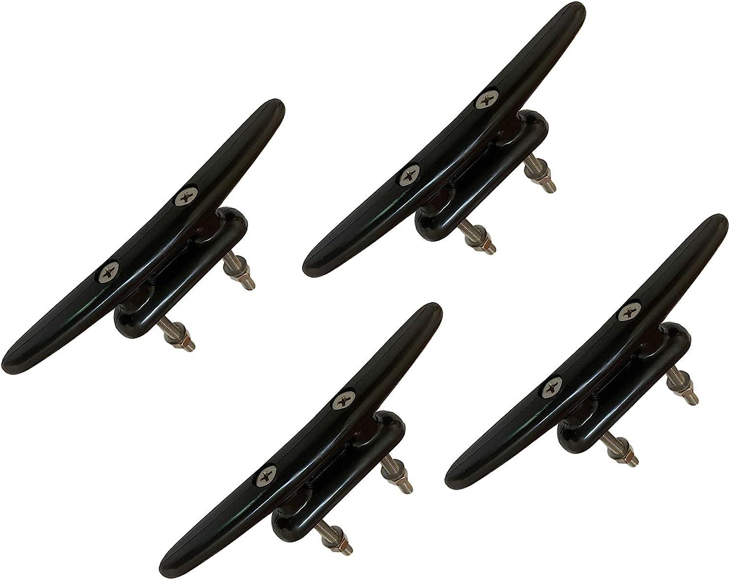 Trafu Black Nylon Boat Cleat Set with Fasteners - 4pcs (4, 5, 6, 8 ...