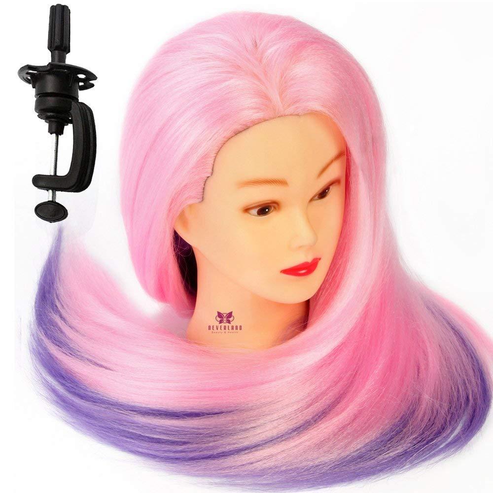 Neverland Beauty 24 Synthetic Hair Training Head with Holder & DIY Hair ...