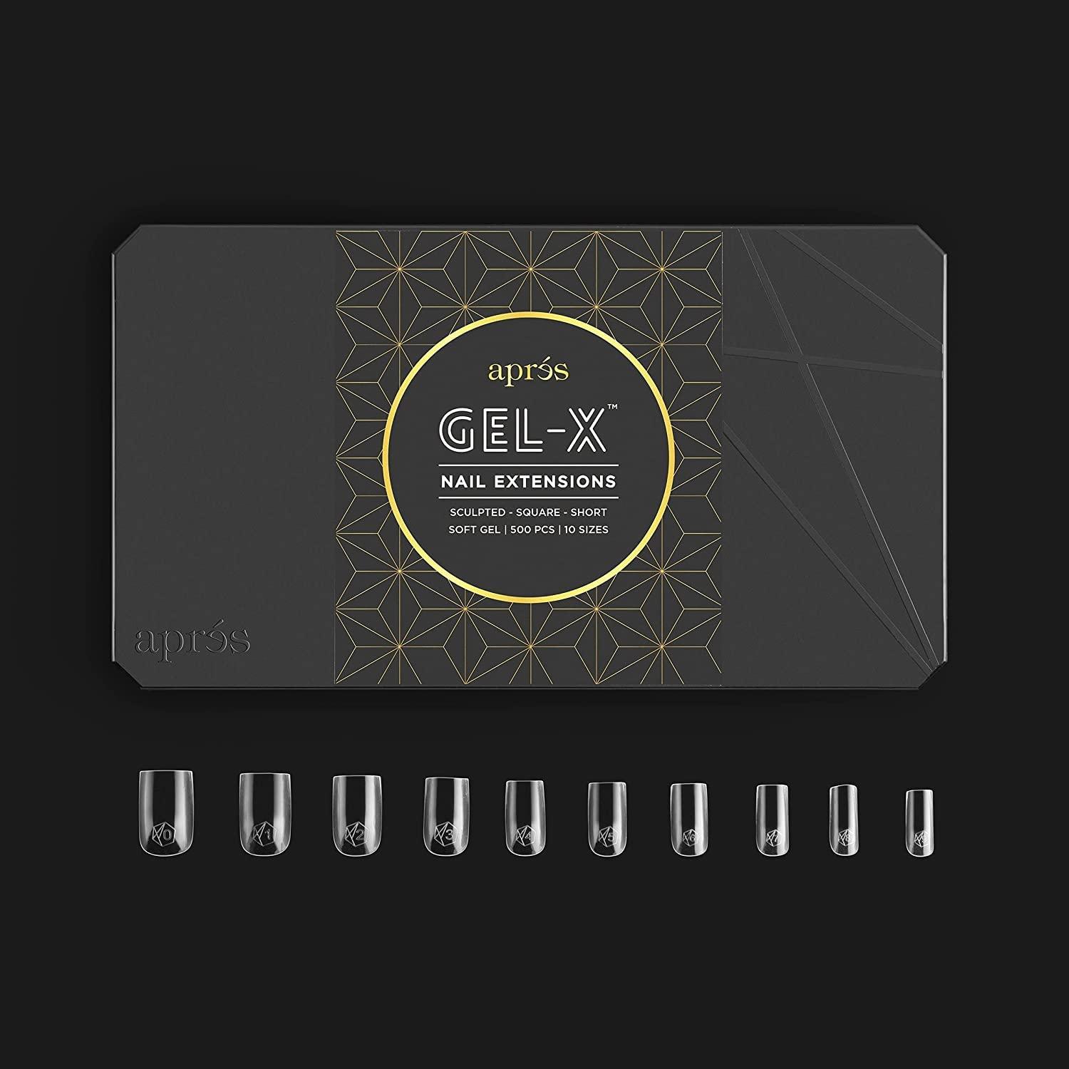 Apres Gel-X Sculpted Square Short Tips | 500 Gel-X Tips | Premium Quality | 10 Sizes 0-9 | No ...